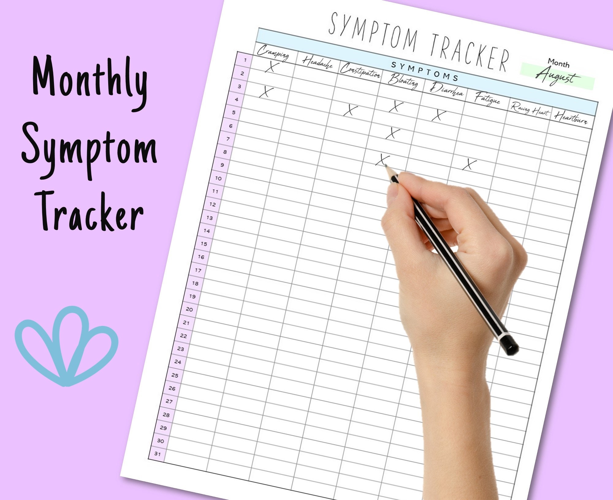 Symptom Tracker, Printable Health Tracker, Symptom Journal, IBS Tracker ...