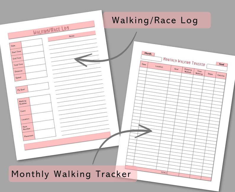 Printable Running Log, Walking Tracker, Hiking Logbook, Outdoor ...