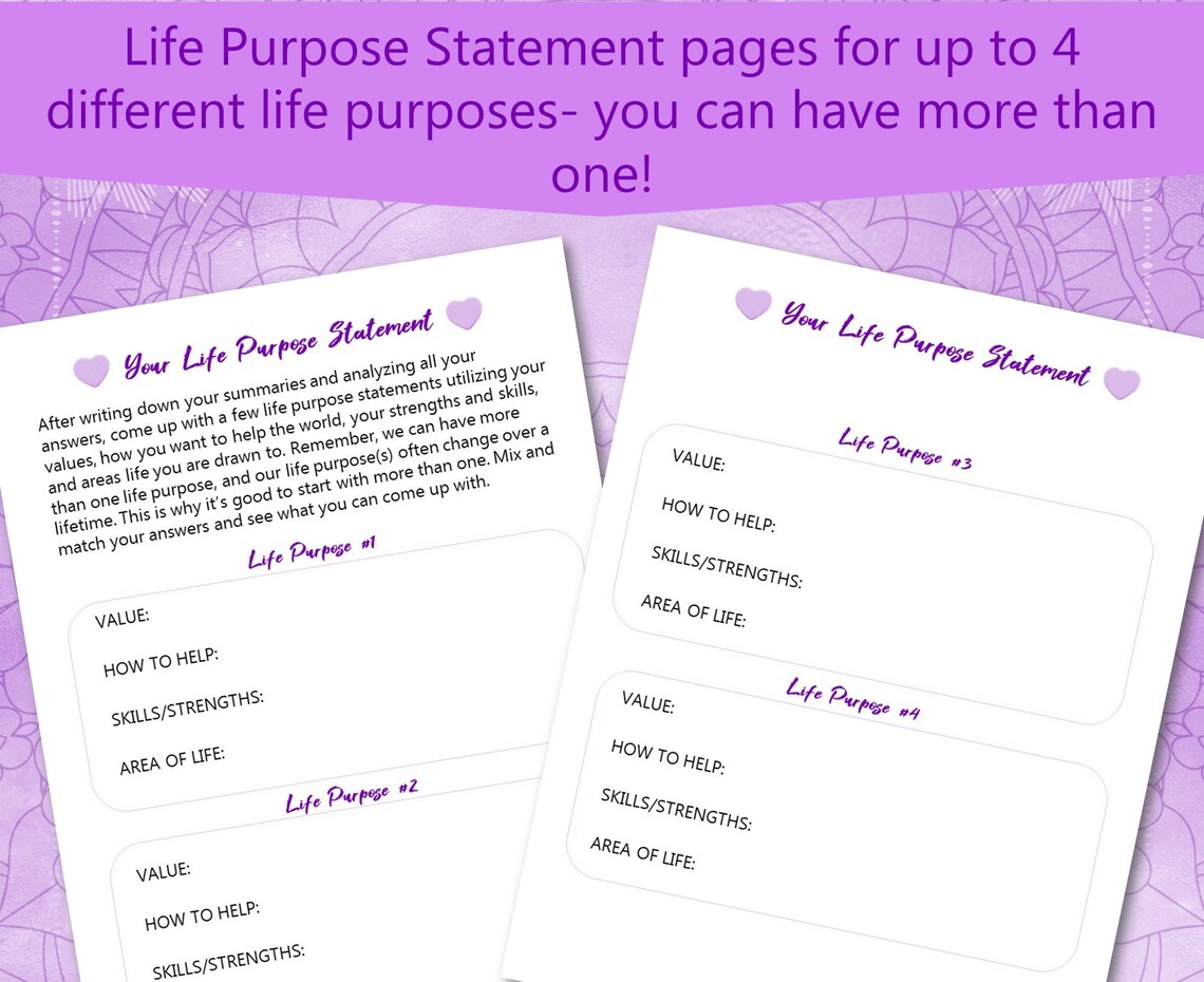 Printable Life Purpose Planner Find Your Career Path Find - Etsy