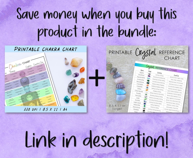 Printable Crystal Guide, Crystal Chart, Reference Sheet, Healing ...