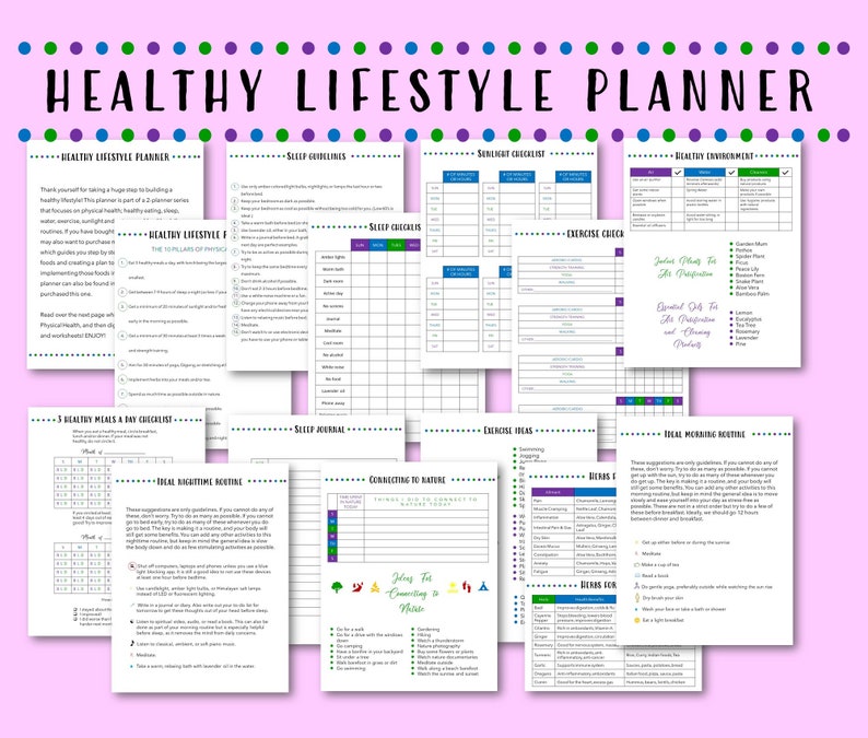 Printable Planner Bundle, Healthy Eating Planner, Healthy Lifestyle ...