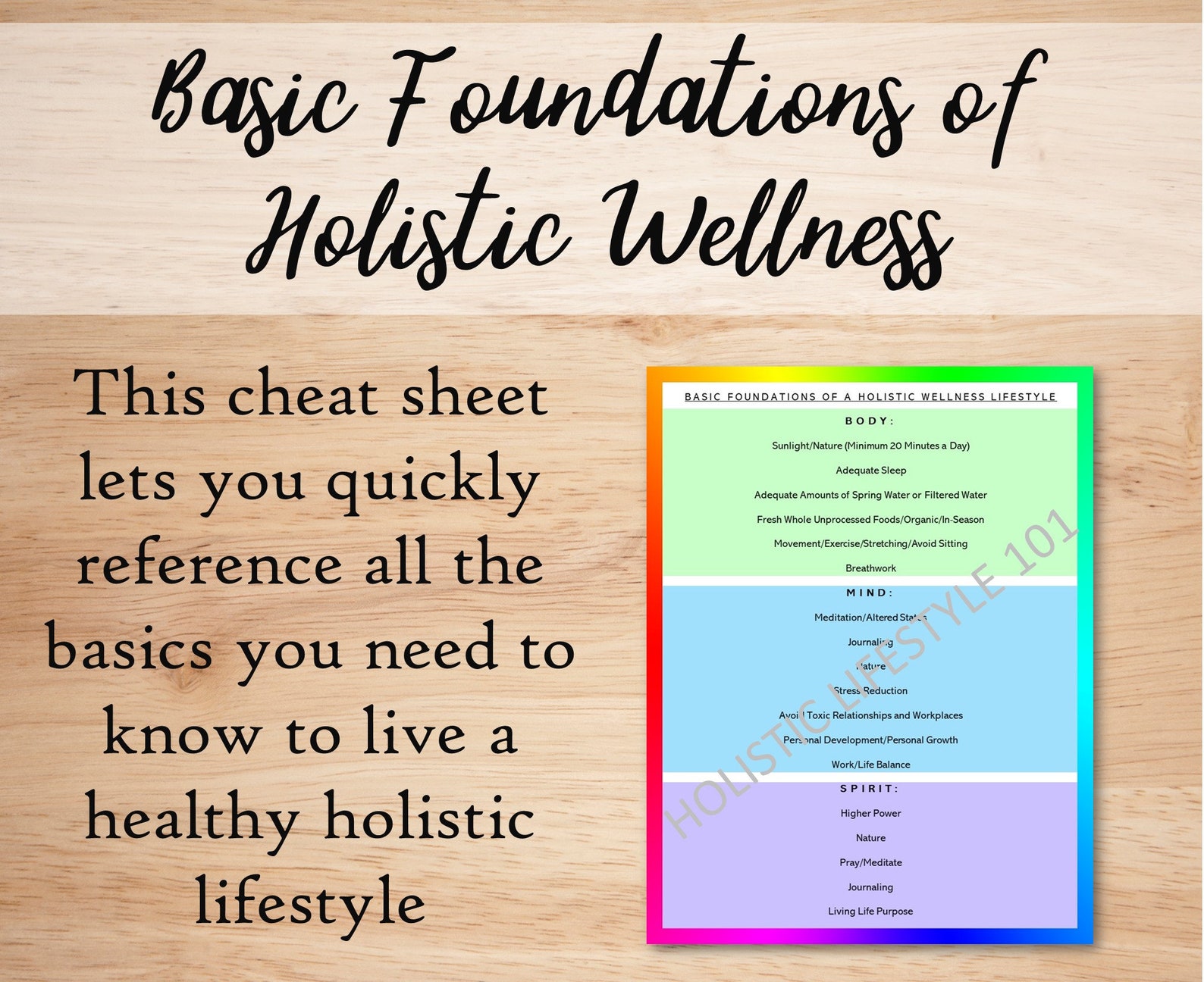 Holistic Wellness Cheat Sheet, Body Mind Spirit, Health and Wellness ...