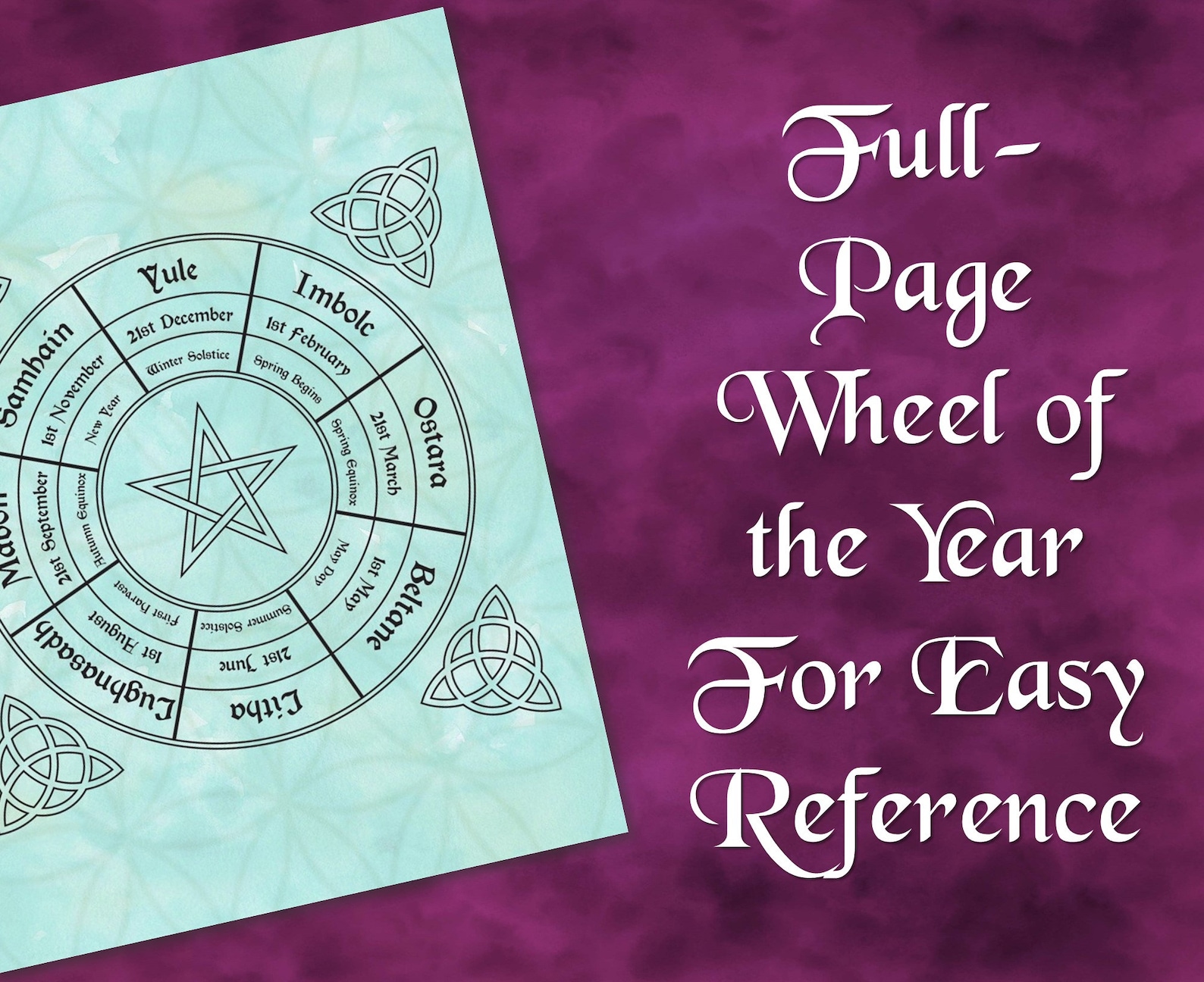 Printable Wheel of the Year Planner Grimoire Pages Book of - Etsy