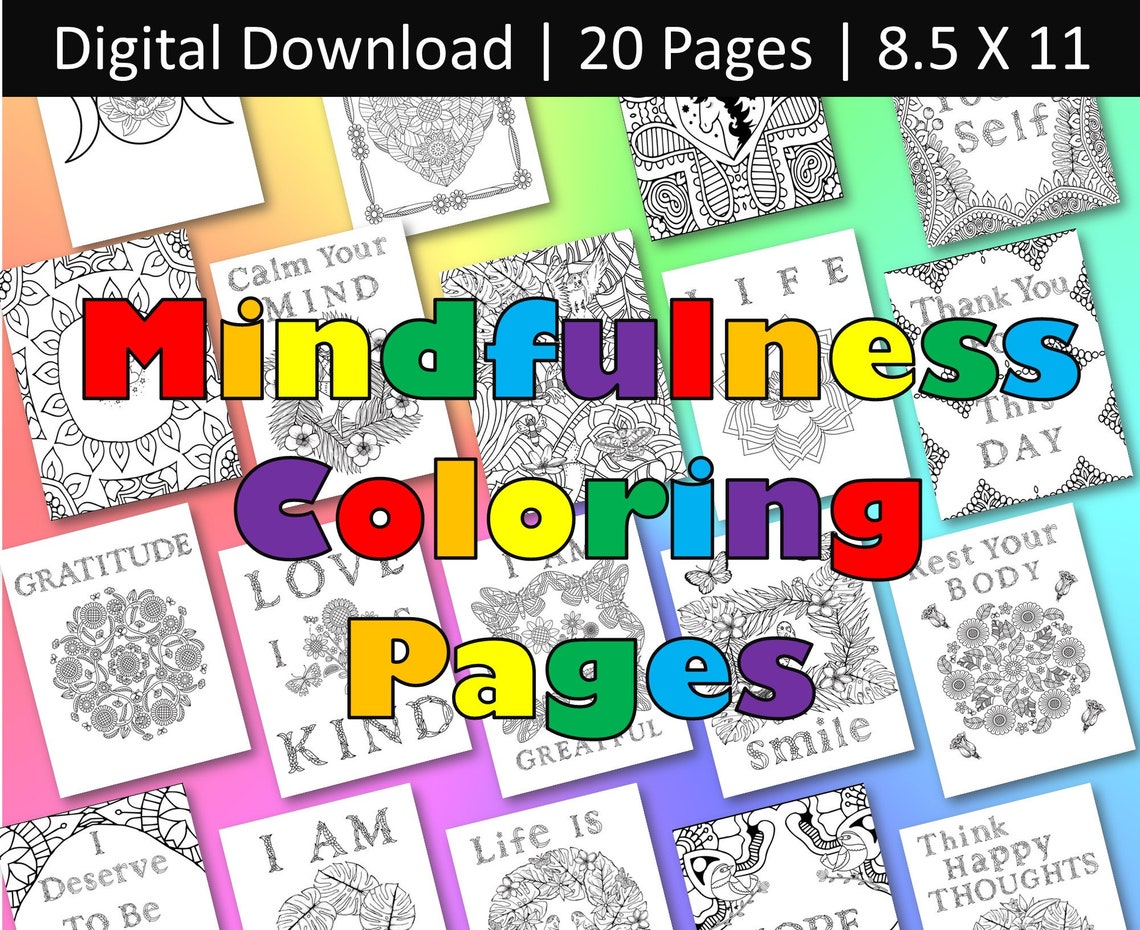 Mindfulness Coloring Pages Adult Coloring Book Printable - Etsy
