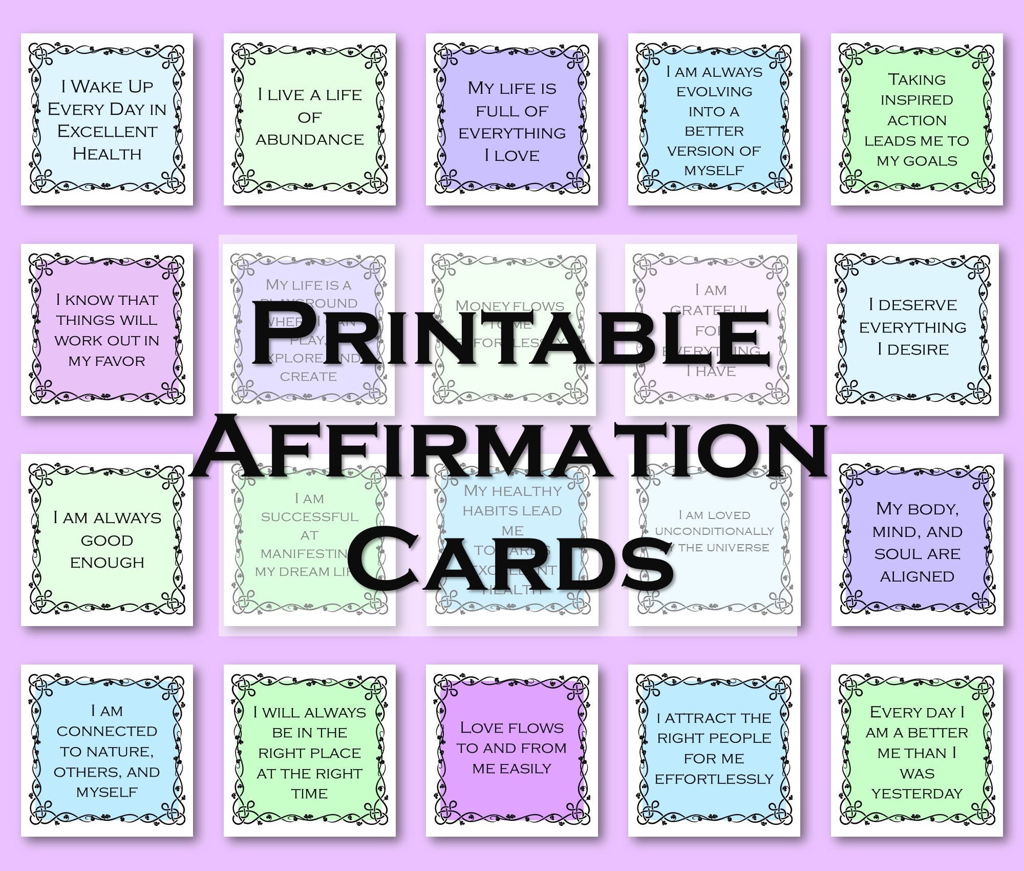Holistic Wellness Printable Card Bundle, Affirmation Cards, Journal ...