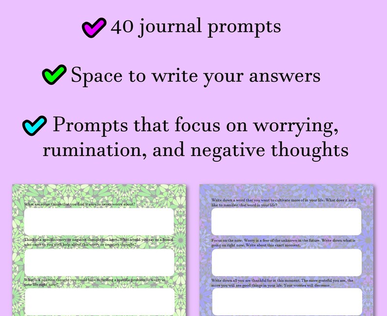 Mental Health Journal Prompts, Printable Journal Prompts, Worry Journal ...