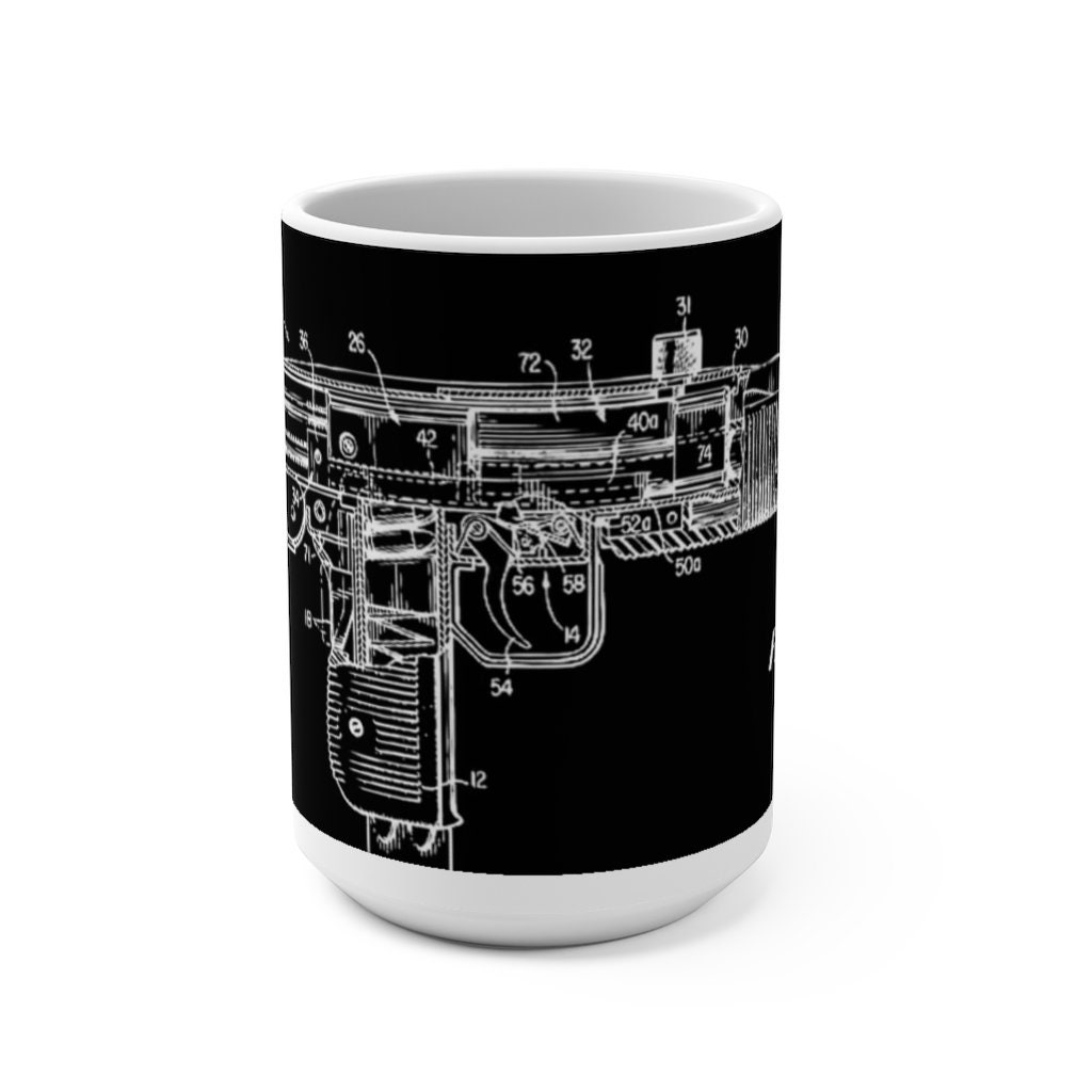 Uzi Blueprint Gun Mug Black 15oz - Etsy