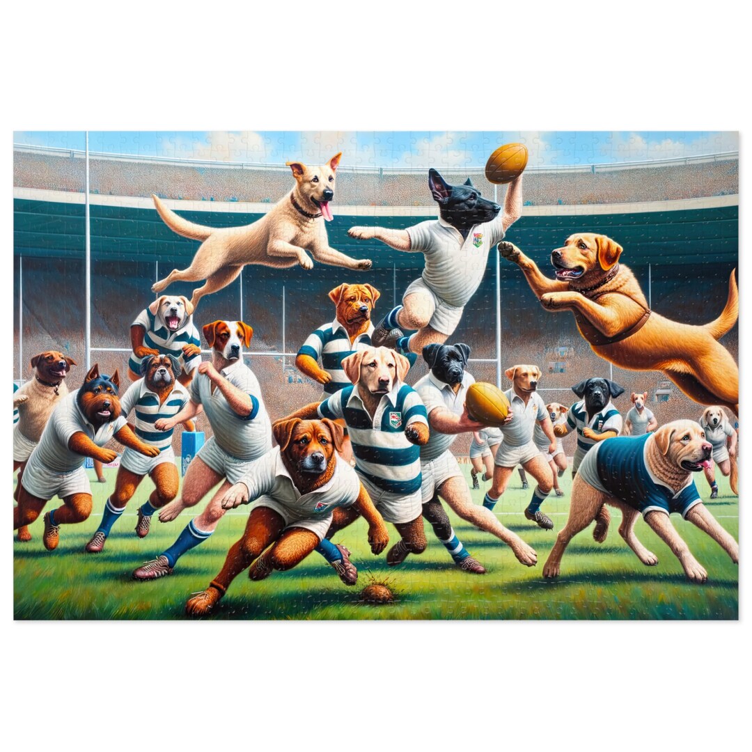 Canine Rugby Rumble Jigsaw Puzzle - Etsy