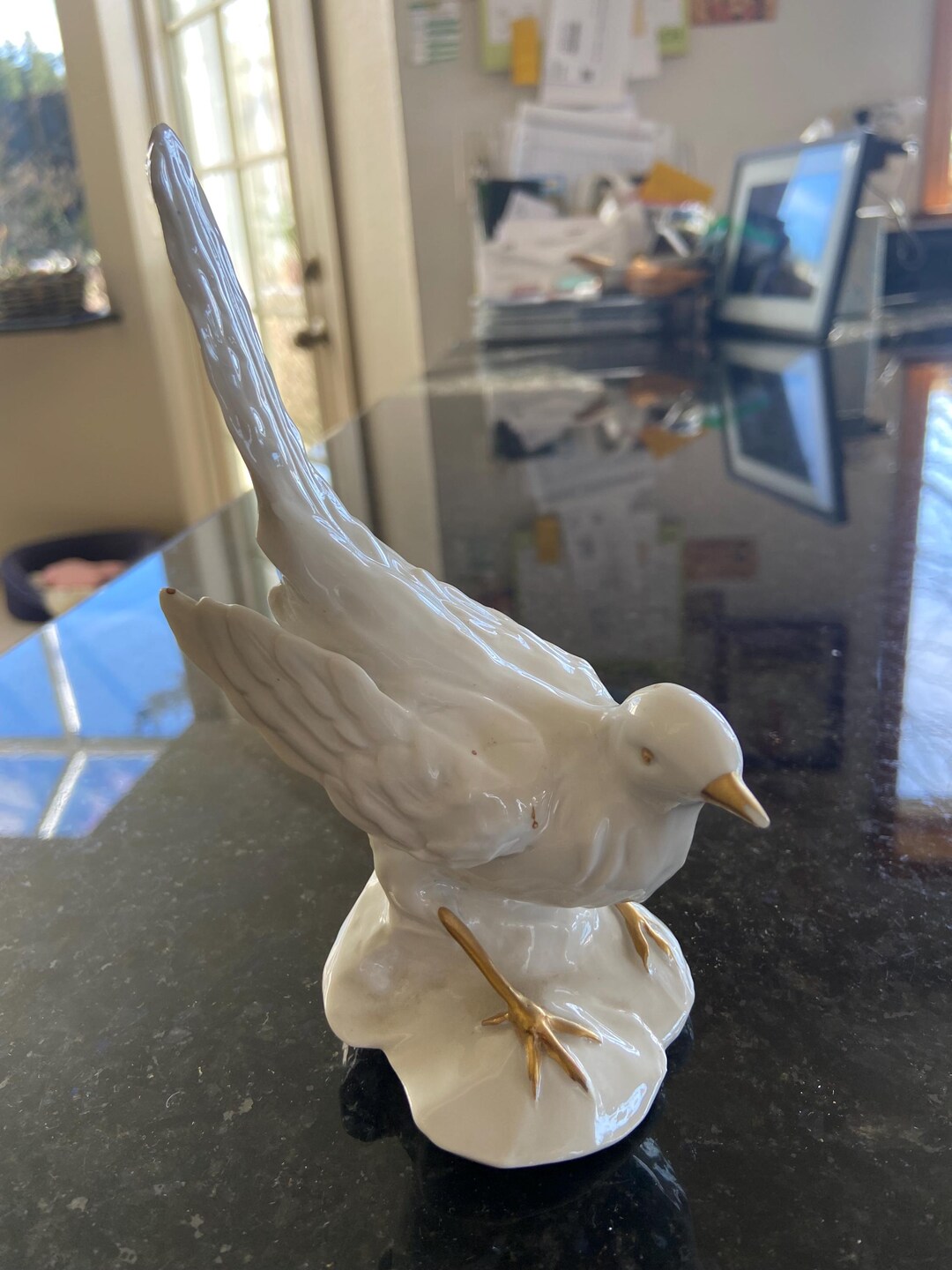 Capodimonte White Porcelain Bird With Gold Painted Accents - Etsy