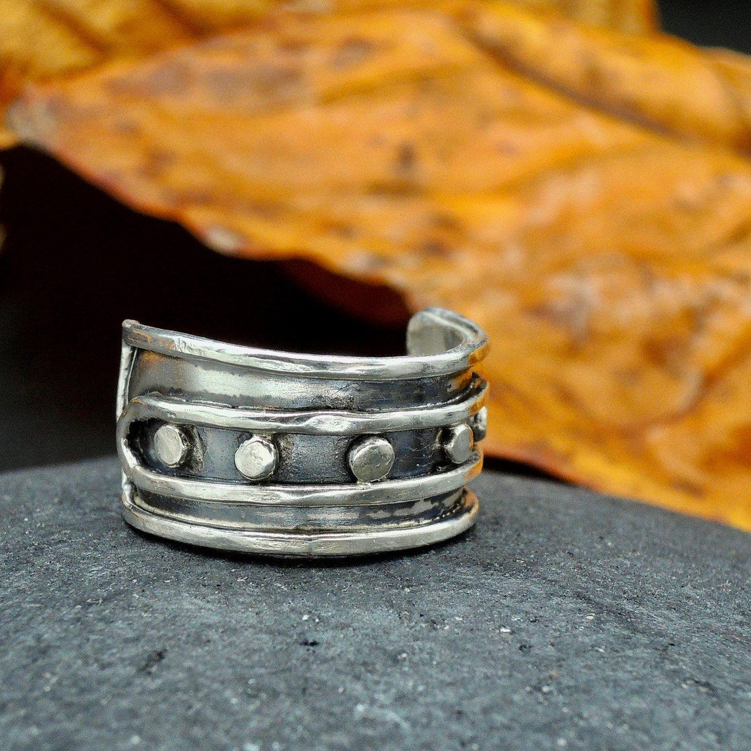 Brutalist Ring Sterling Silver, Contemporary Geometric Ring, Unisex ...
