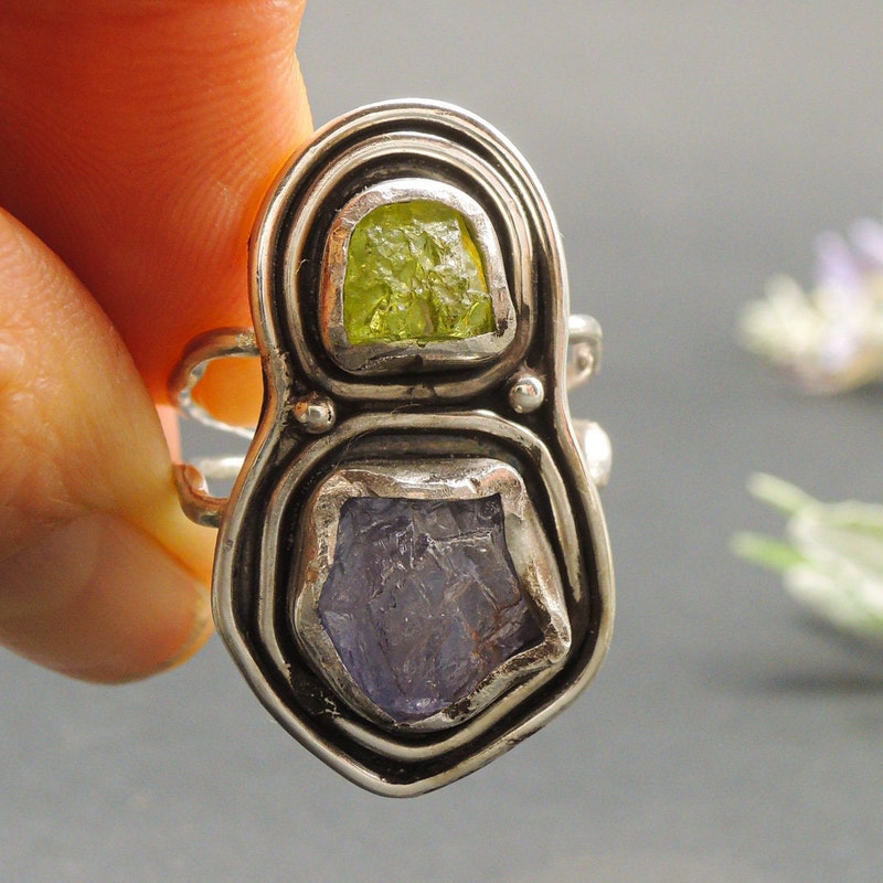 Rough Gemstone Ring - Etsy
