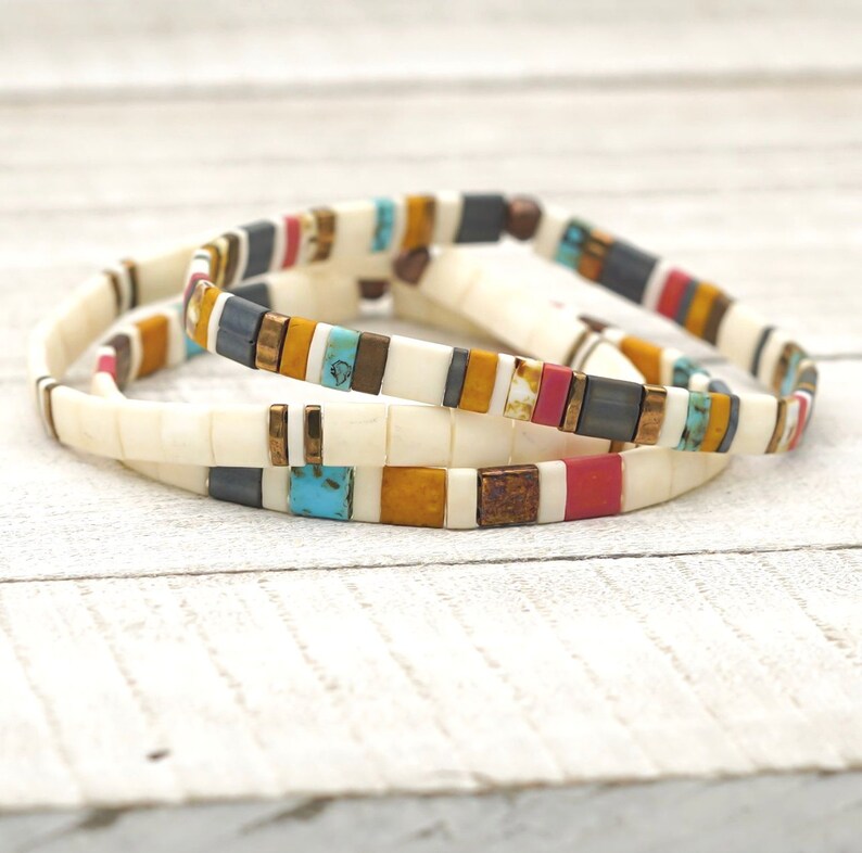 CAROLINA BEACHES™ Set of 3 | Tila Beaded Bracelets for Women and Teens ...