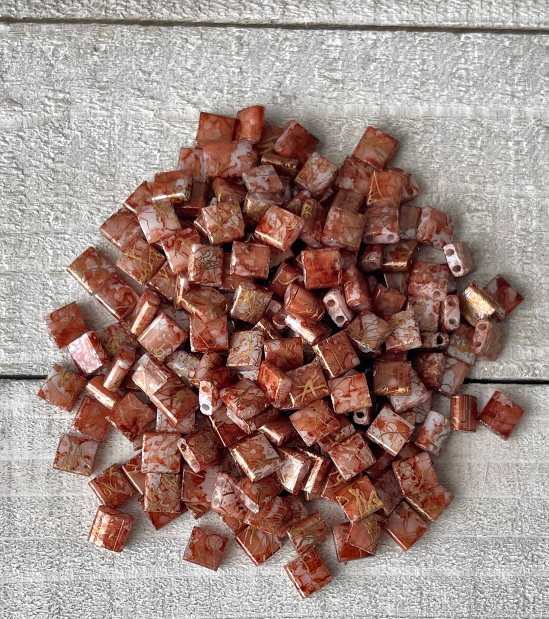 Flat Tile Beads TL6022 - Copper Picasso Tila Beads | 10 Grams of Tila ...