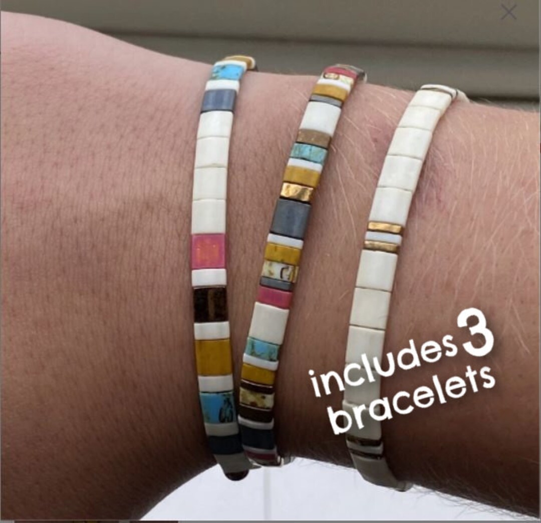 CAROLINA BEACHES™ Set of 3 | Tila Beaded Bracelets for Women and Teens ...