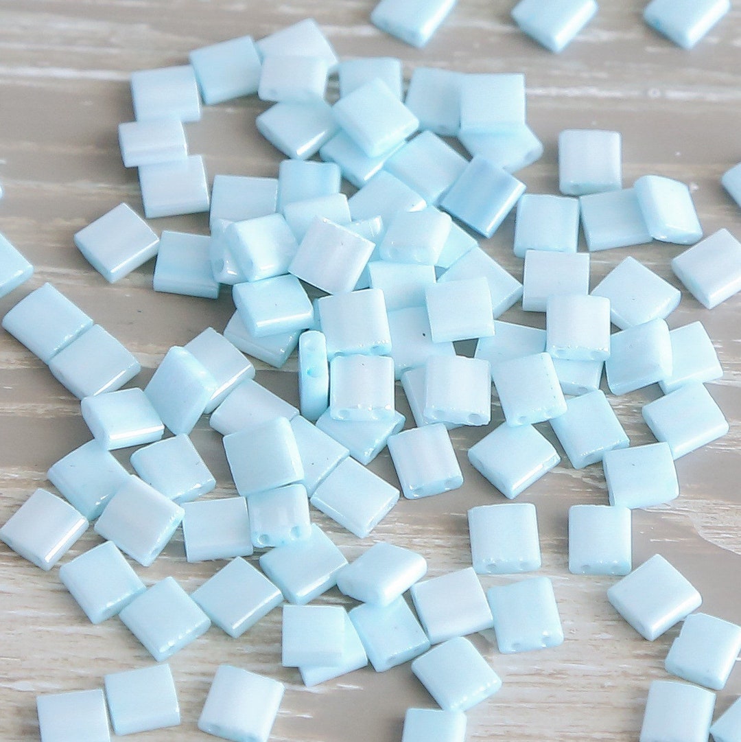 Flat Tile Beads TL6002 - BABY BLUE Tila Beads | 10 Grams of Tila Tile ...
