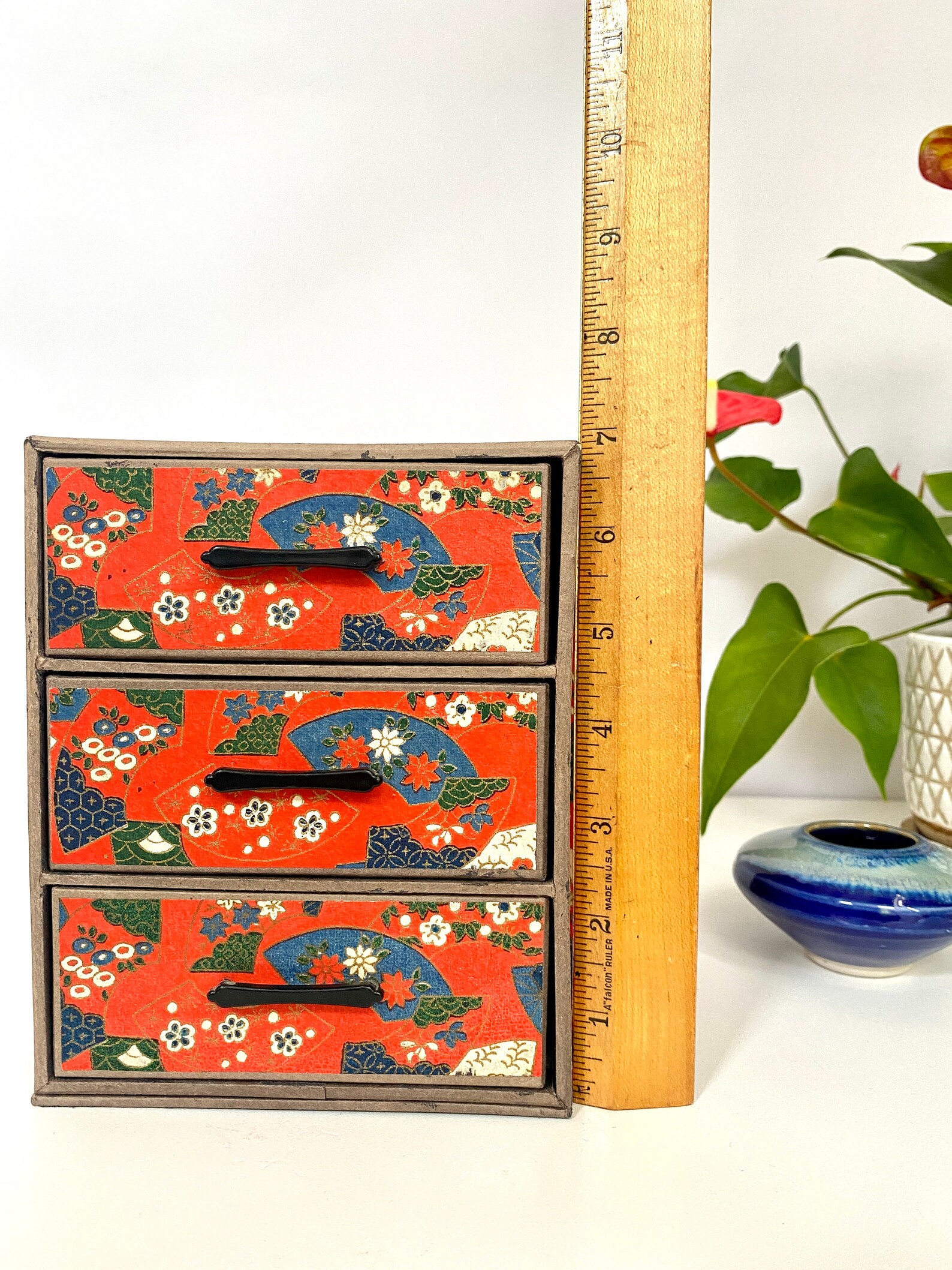 Vintage Japanese Paper 3 Drawer Storage Box Chiyogami Paper | Etsy