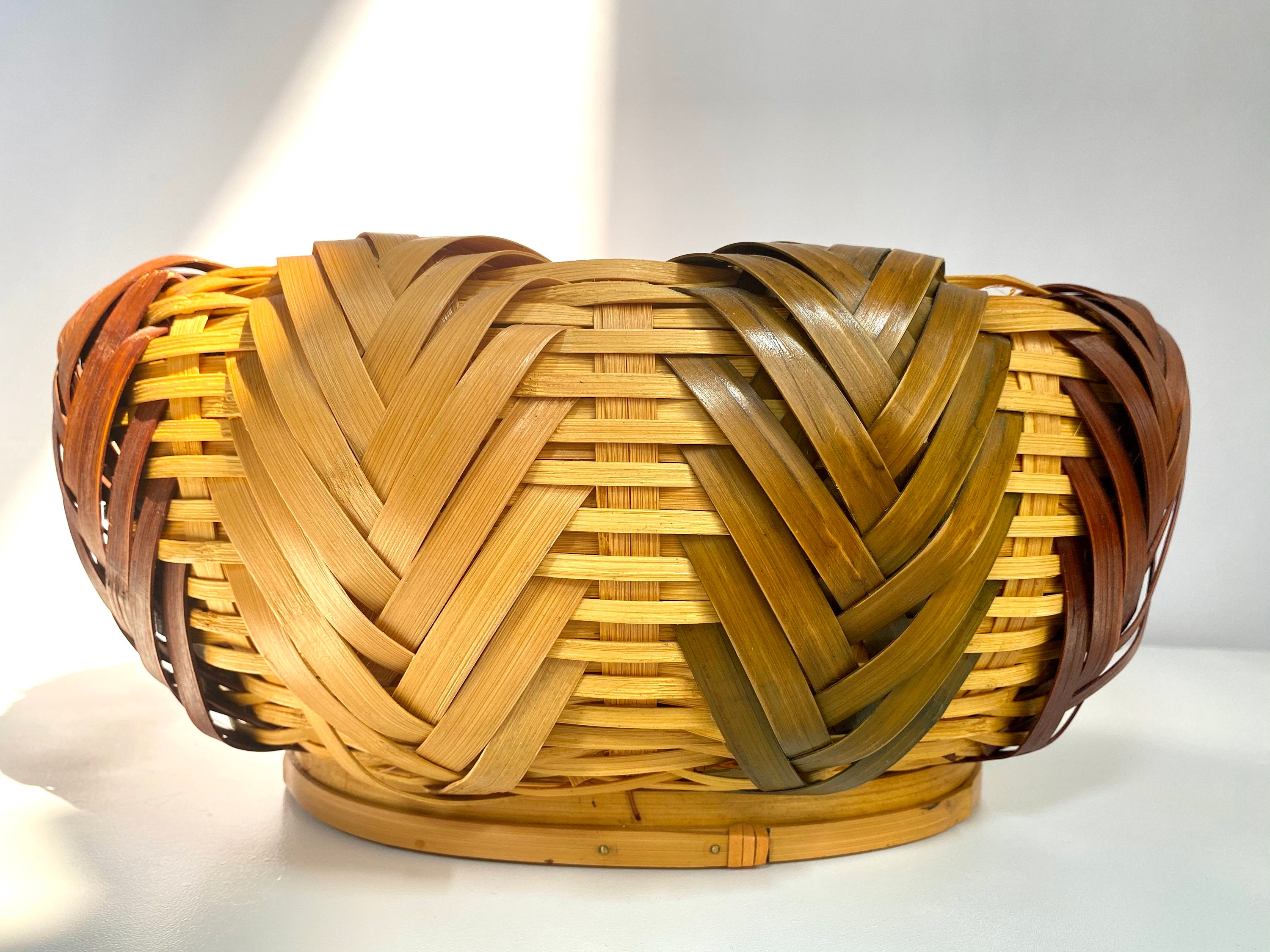 Large Shallow Woven Basket - Etsy