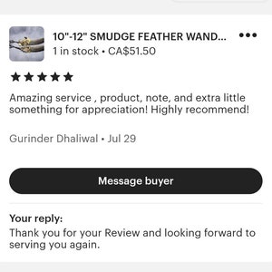 8"-10" SMUDGE FEATHER WAND: Prayer, Ceremony, Ritual, Spiritual, Saging ...