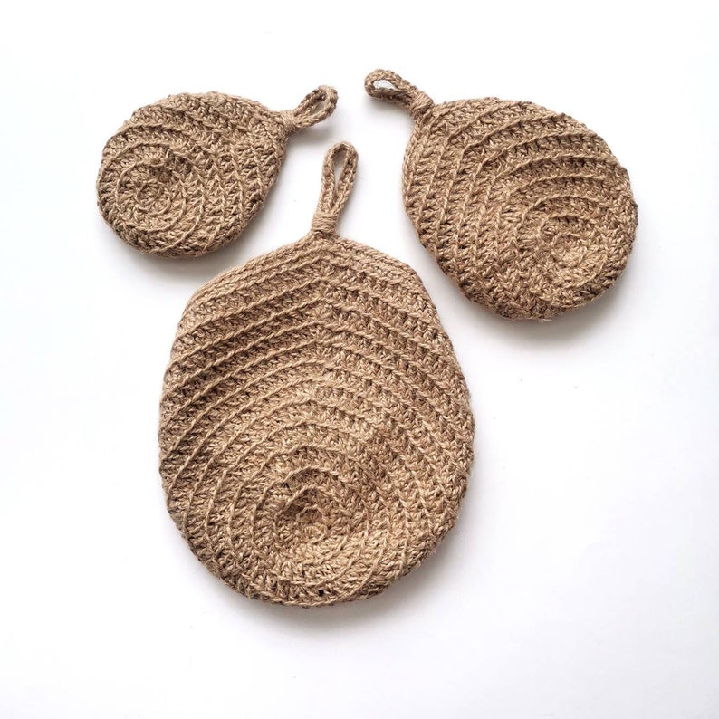 Set of Three Jute Wall Hanging Baskets Kitchen Storage - Etsy