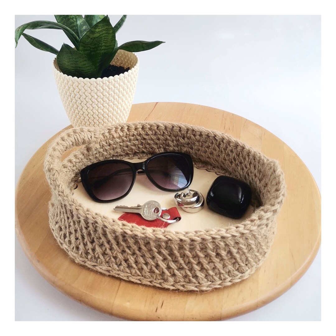 Entryway Key Holder, Edc Tray, Trinket Tray, Oval Jute Basket With ...