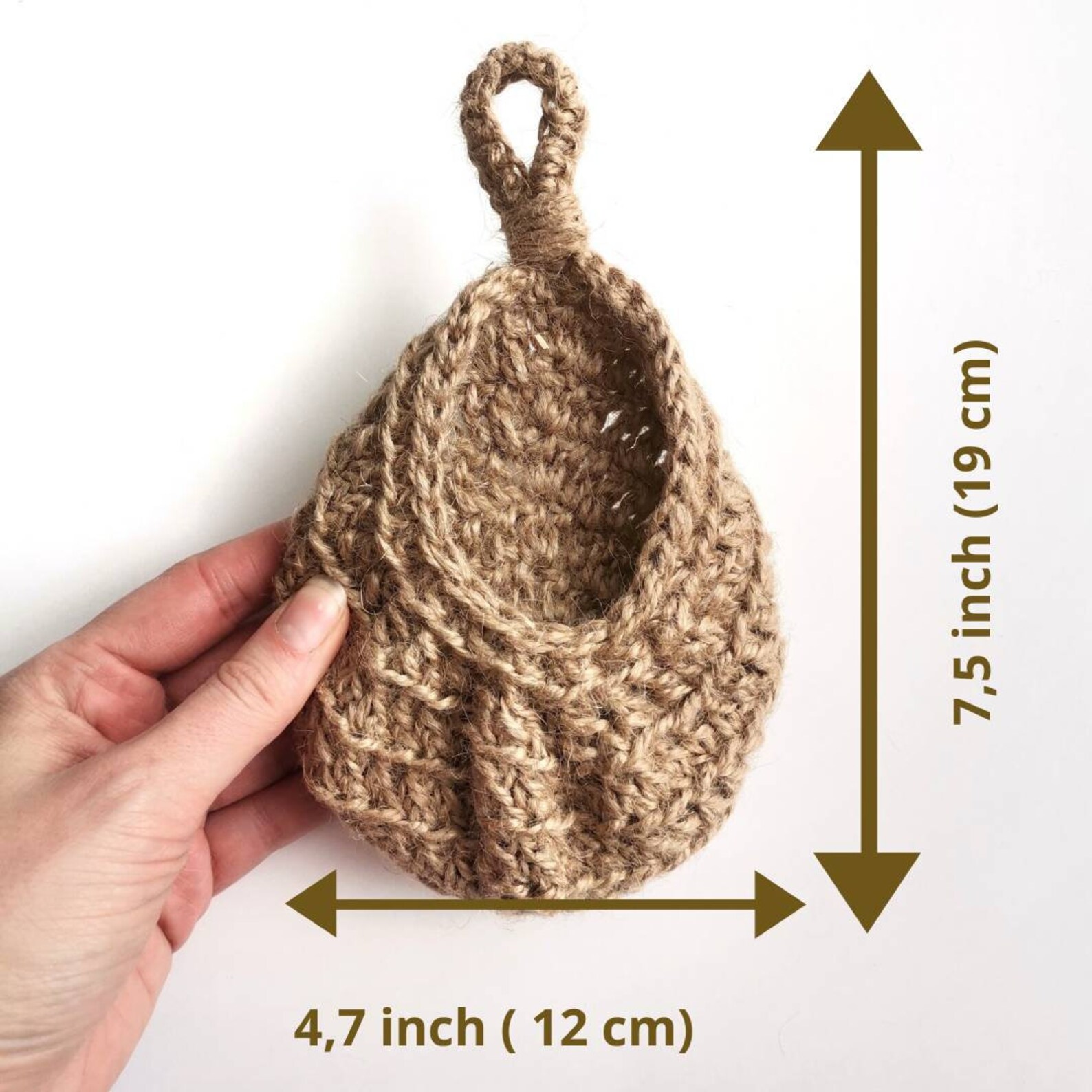 Set of three Jute wall hanging baskets kitchen storage | Etsy