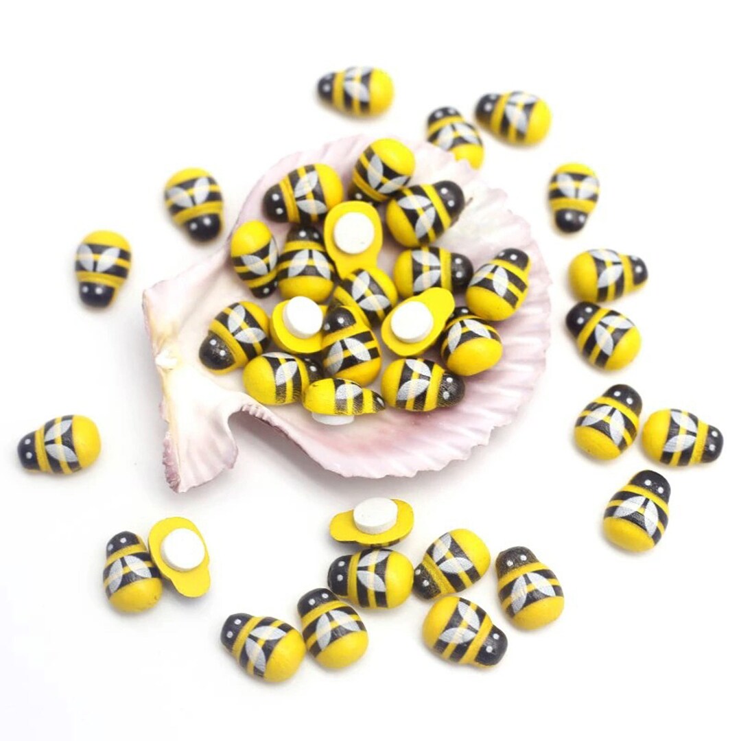100 Pcs Mini Bee Wooden Mini Bee Sponge Self-adhesive Stickers Fridge ...