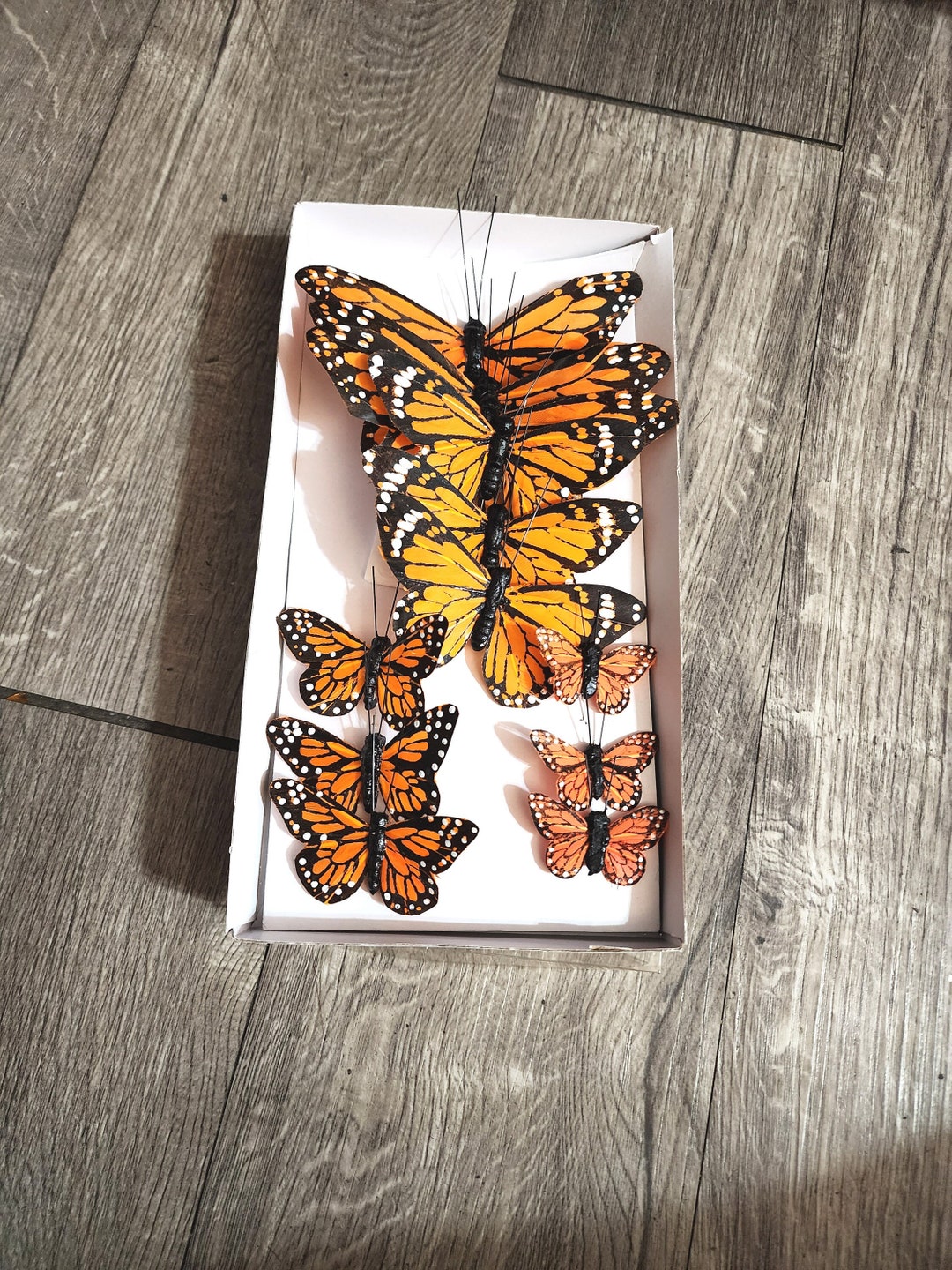 Feather Monarch Butterflies on Wire, Floral Arrangement DIY - 12 Sets ...