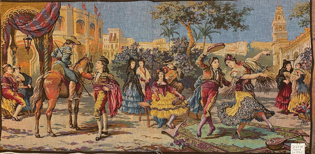 Fiesta in Spain- Scene A and B- Scene A Depicts a Man on a Horse, Scene ...
