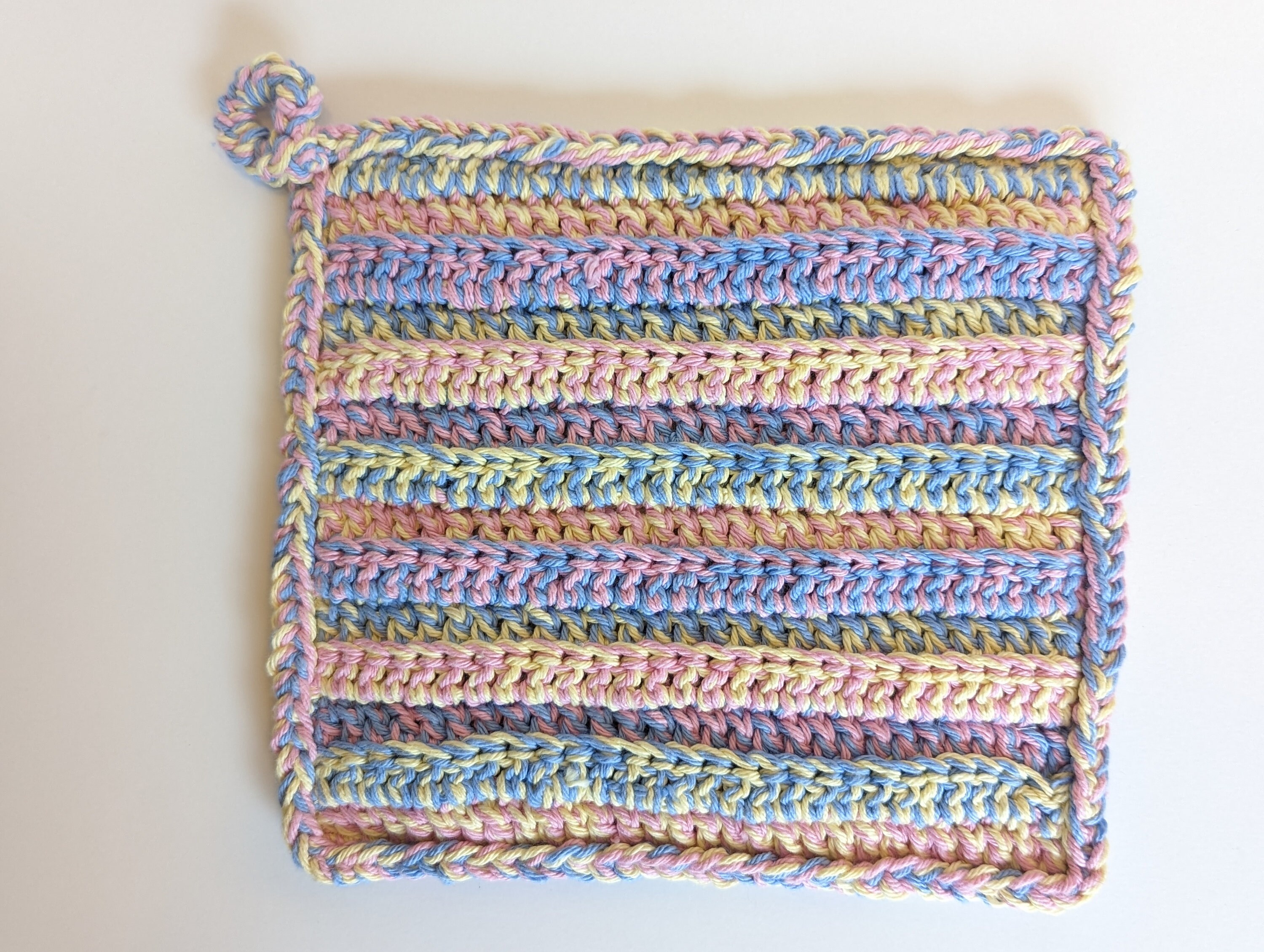 Crochet Potholder, Spring Colors Insulated Hotpad, Cotton Easter ...