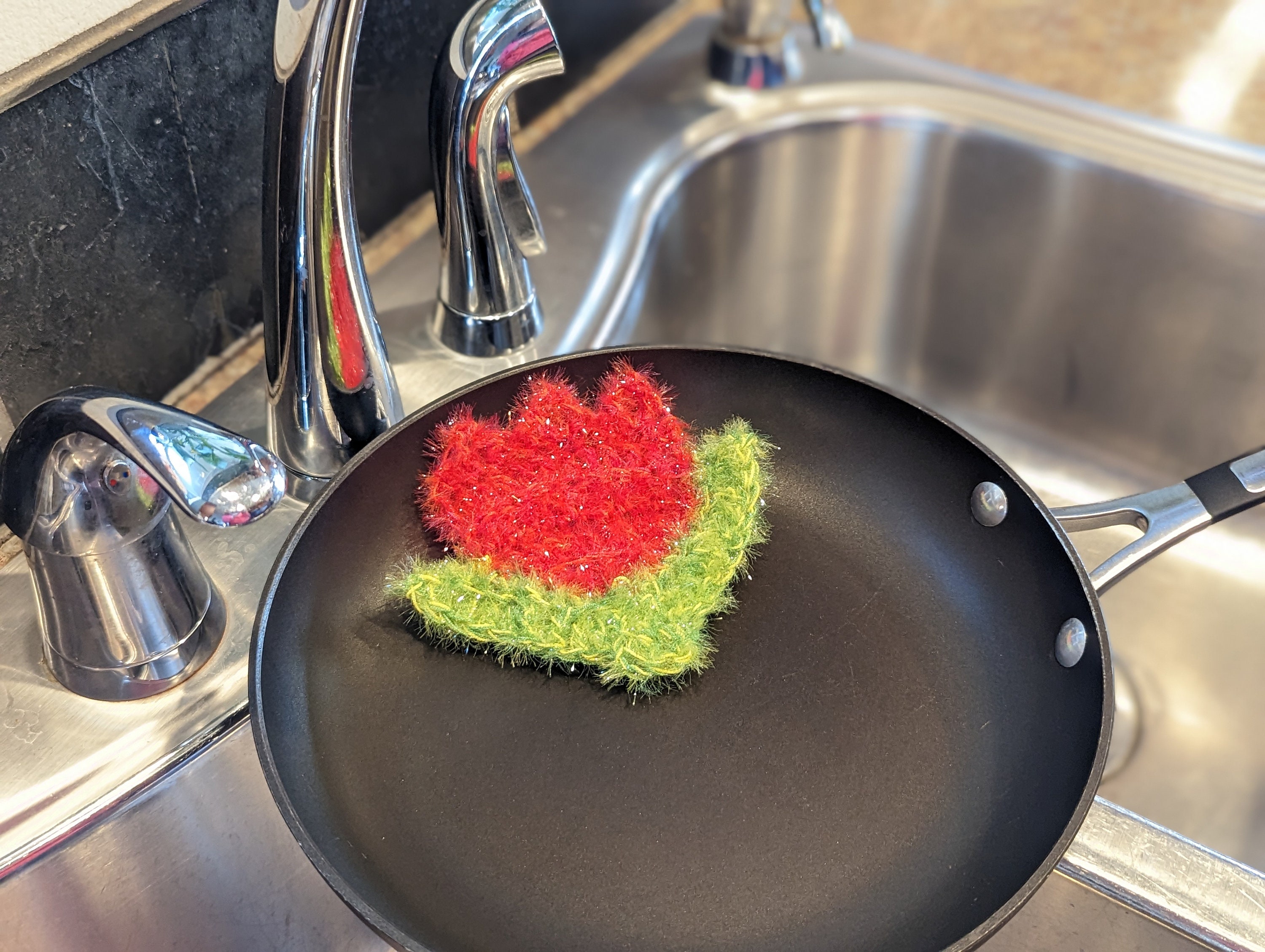 Crochet Dish Scrubbie, Sparkly Tulip Scouring Pad, Eco-friendly ...