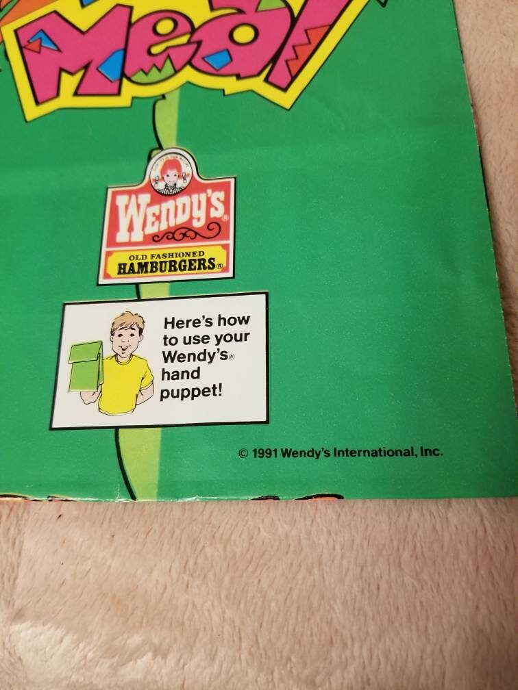 2 Wendy's Kids Meal Puppet Sacks 1991 - Etsy