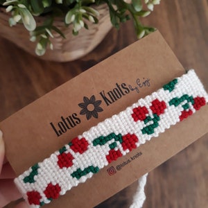 Cherry Friendship Bracelet Woven, Strawberry Handwoven VSCO Bracelets ...