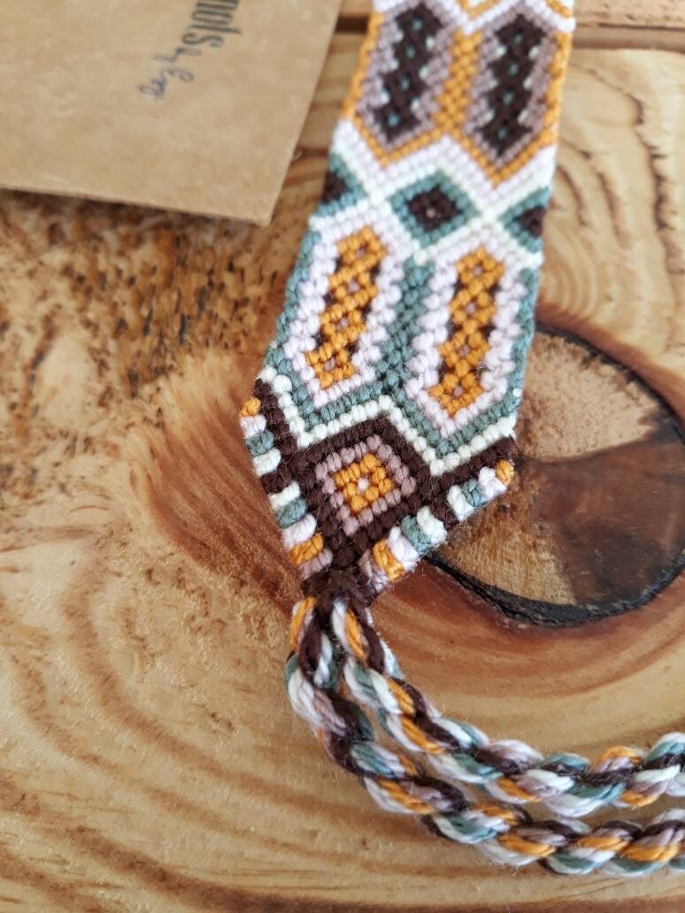 Wide Friendship Bracelet Woven Gift for Her, Him, Tribal Thick Bracelet ...