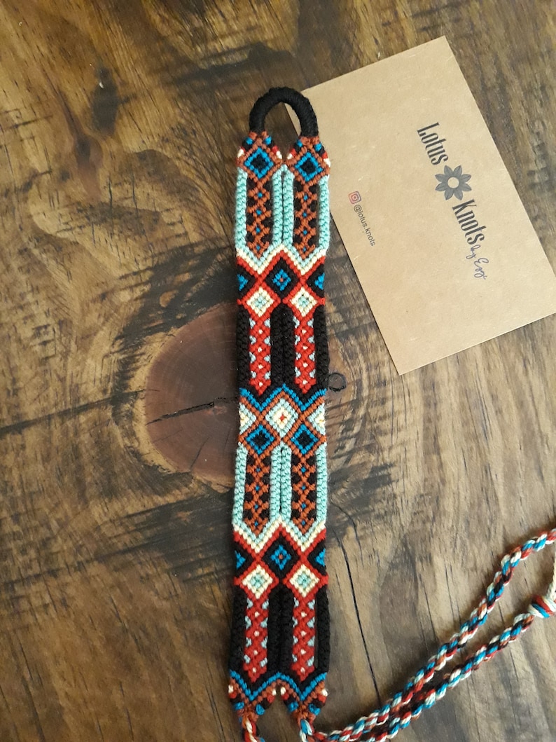Double Aztec Bracelet Woven, Wide Tribal Bracelet for Best Friends ...