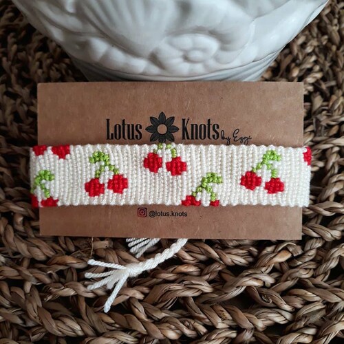 Cherry Friendship Bracelet Woven Strawberry Handwoven VSCO - Etsy Norway