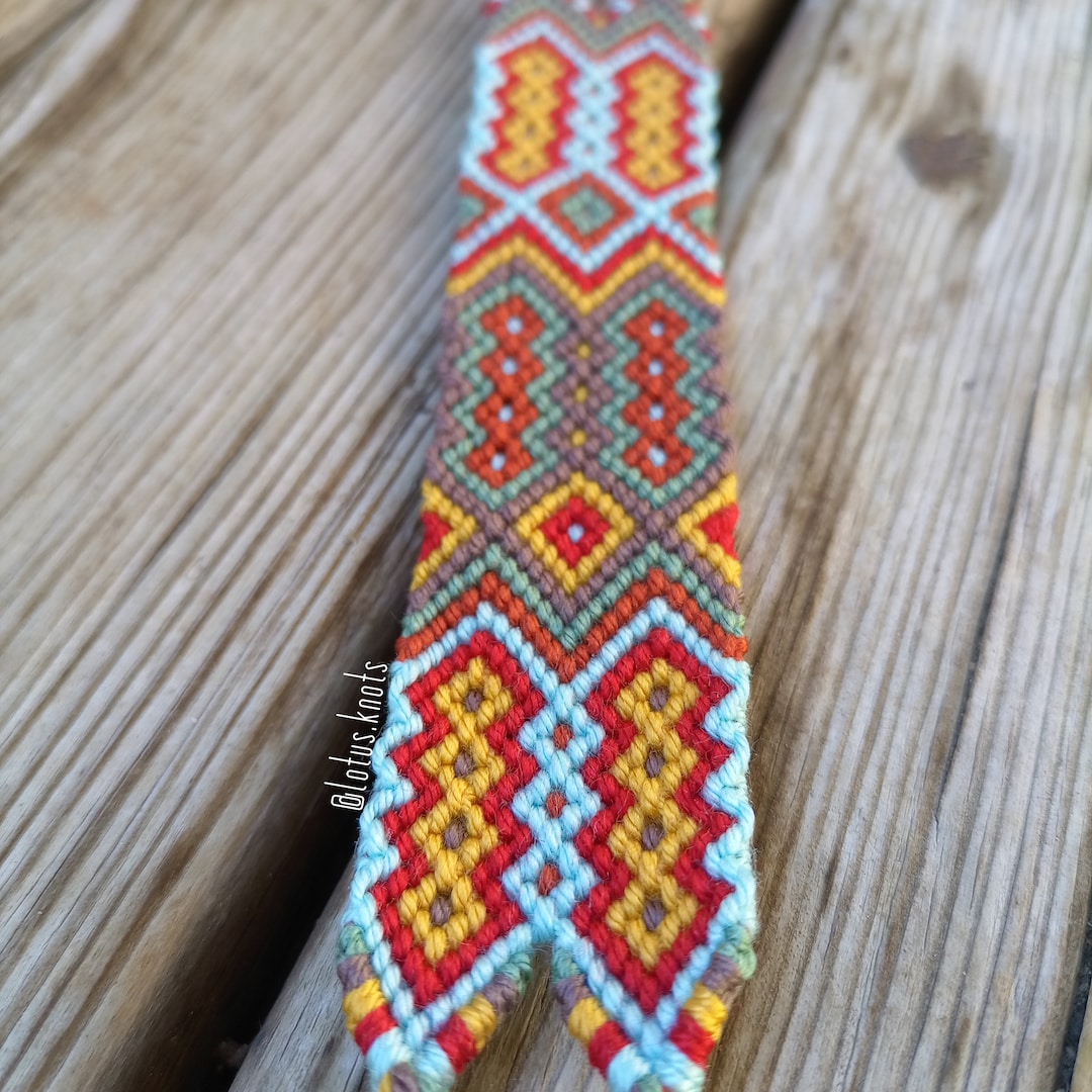 Wide Woven Friendship Bracelet in Natural Colors, Thick Ethnic Bracelet ...