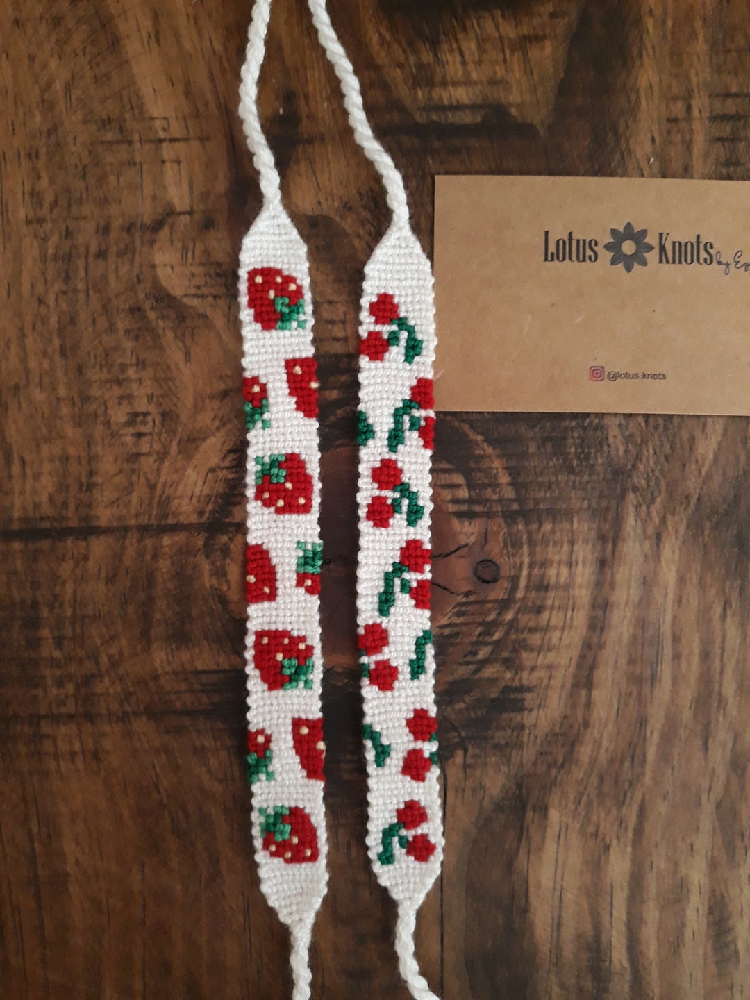 Cherry Friendship Bracelet Woven, Strawberry Handwoven VSCO Bracelets ...