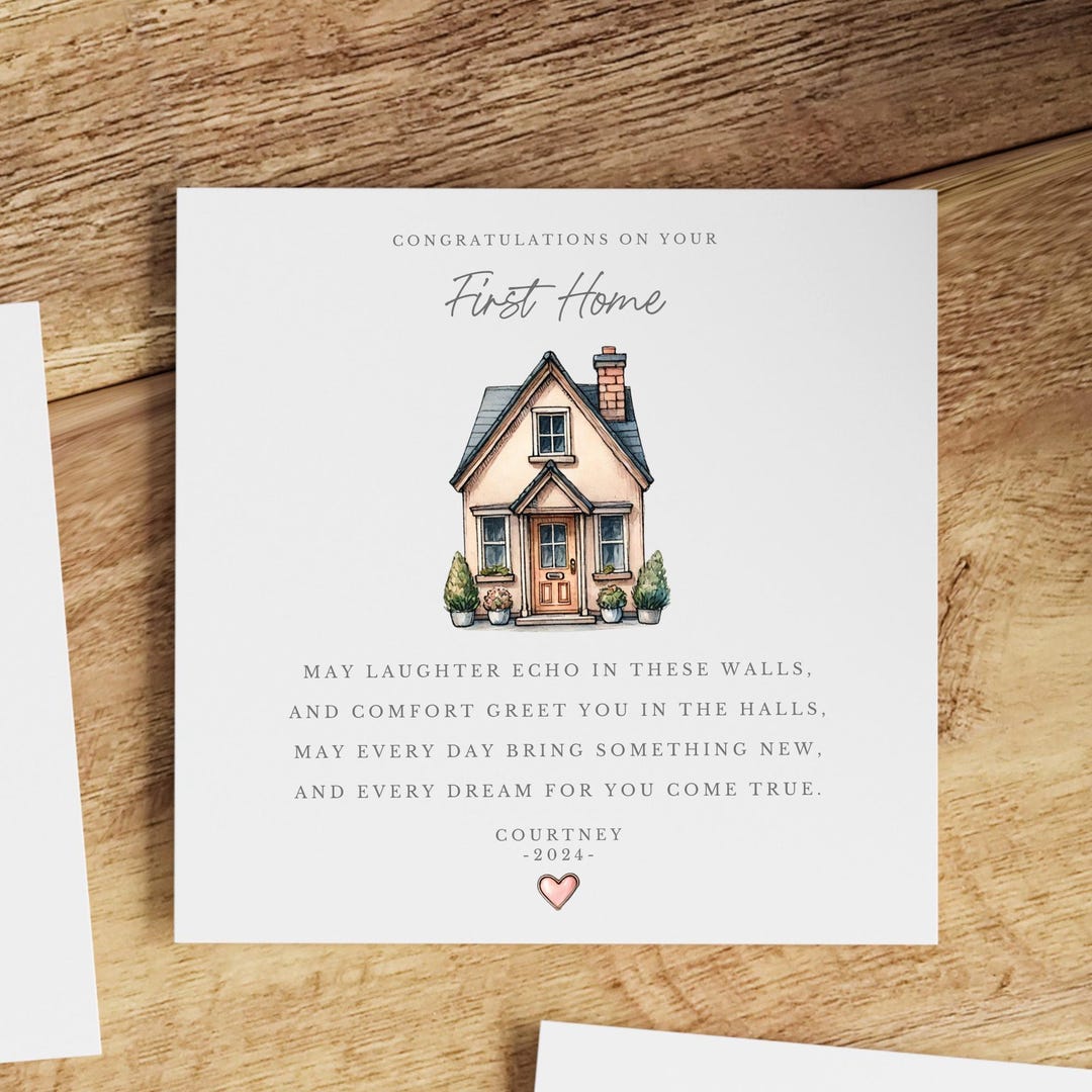 First Home Card, Poem Sweet New Home Card, New Home Card, Personalised ...
