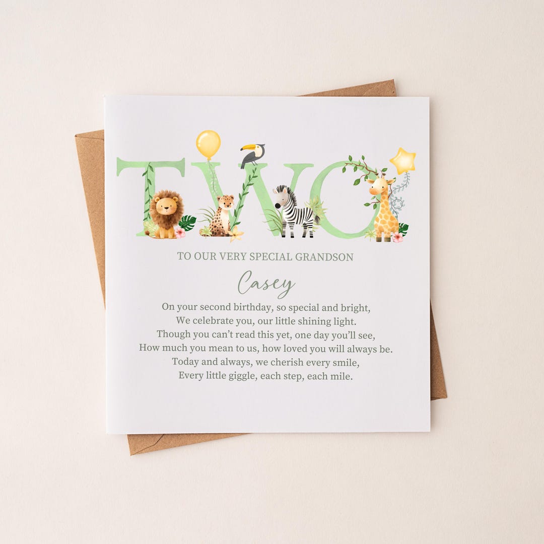 Grandson 2nd Birthday Card Personalised Grandson Second Birthday Card ...