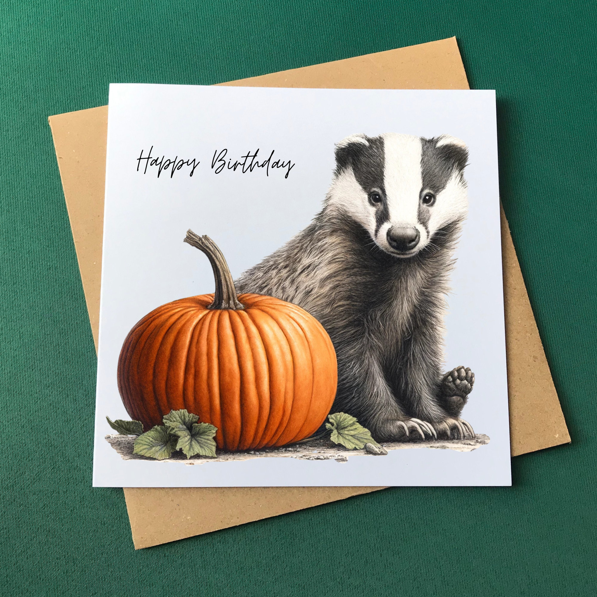 Badger Birthday Card Personalised, Sweet Birthday Card, Floral Birthday ...