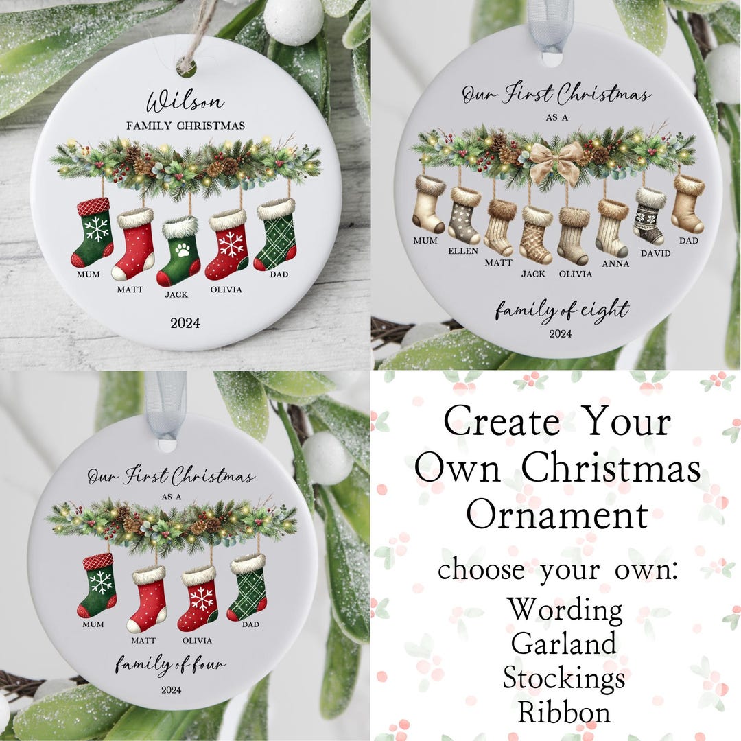 Personalised Family Christmas Bauble New Baby Gift Custom Ornament ...