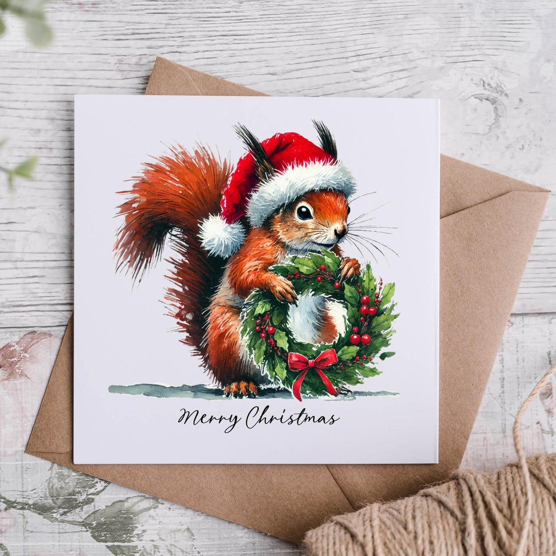 Red Squirrel Christmas Card Woodland Animal Christmas Card Natural ...