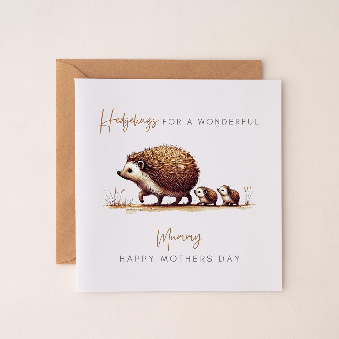 Mothers Day Card, Floral Mothers Day Card, Hedgehog Mothers Day Card ...