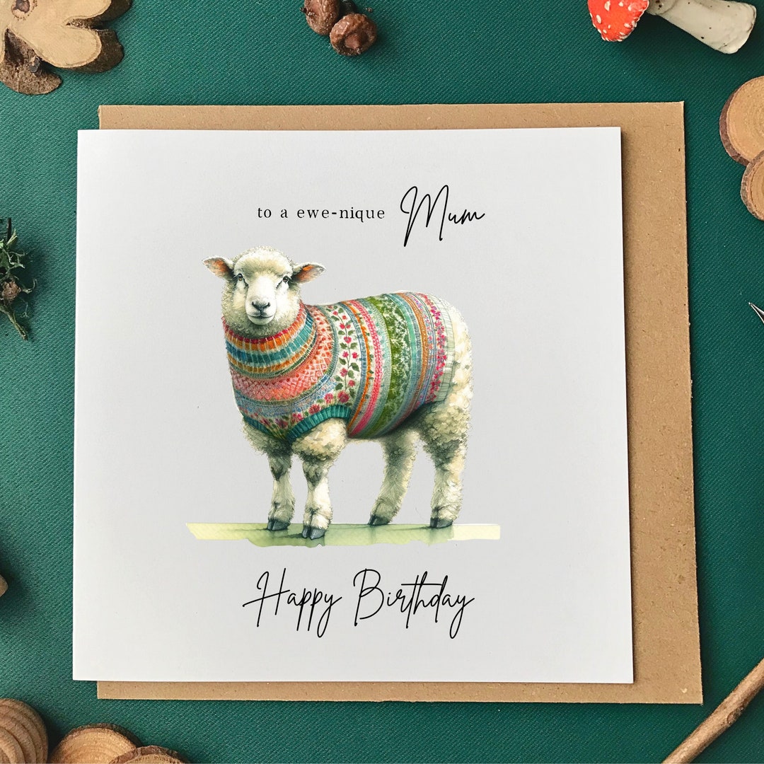 Mum Sheep Birthday Card, Mum Ewe-nique Birthday Card, Sheep Birthday ...