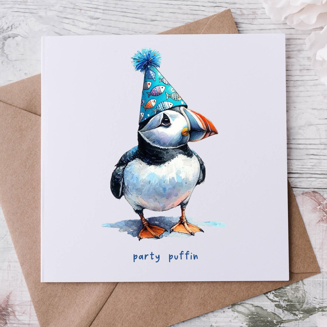 Party Puffin Birthday Card, Card for Her, Card for Him, Puffin Birthday ...