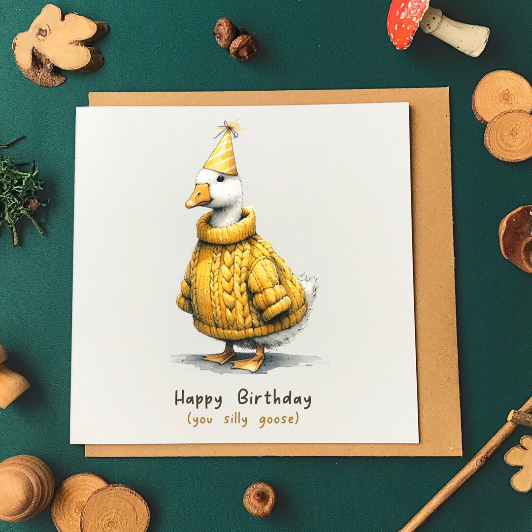 A6/A5 Personalised Funny Goose Birthday Card, Silly Goose Illustration ...