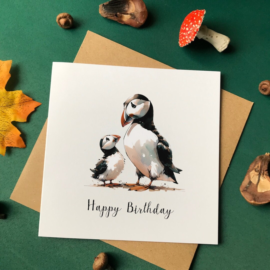 Puffin Birthday Card, Card for Her, Card for Him, Puffin Birthday Card ...