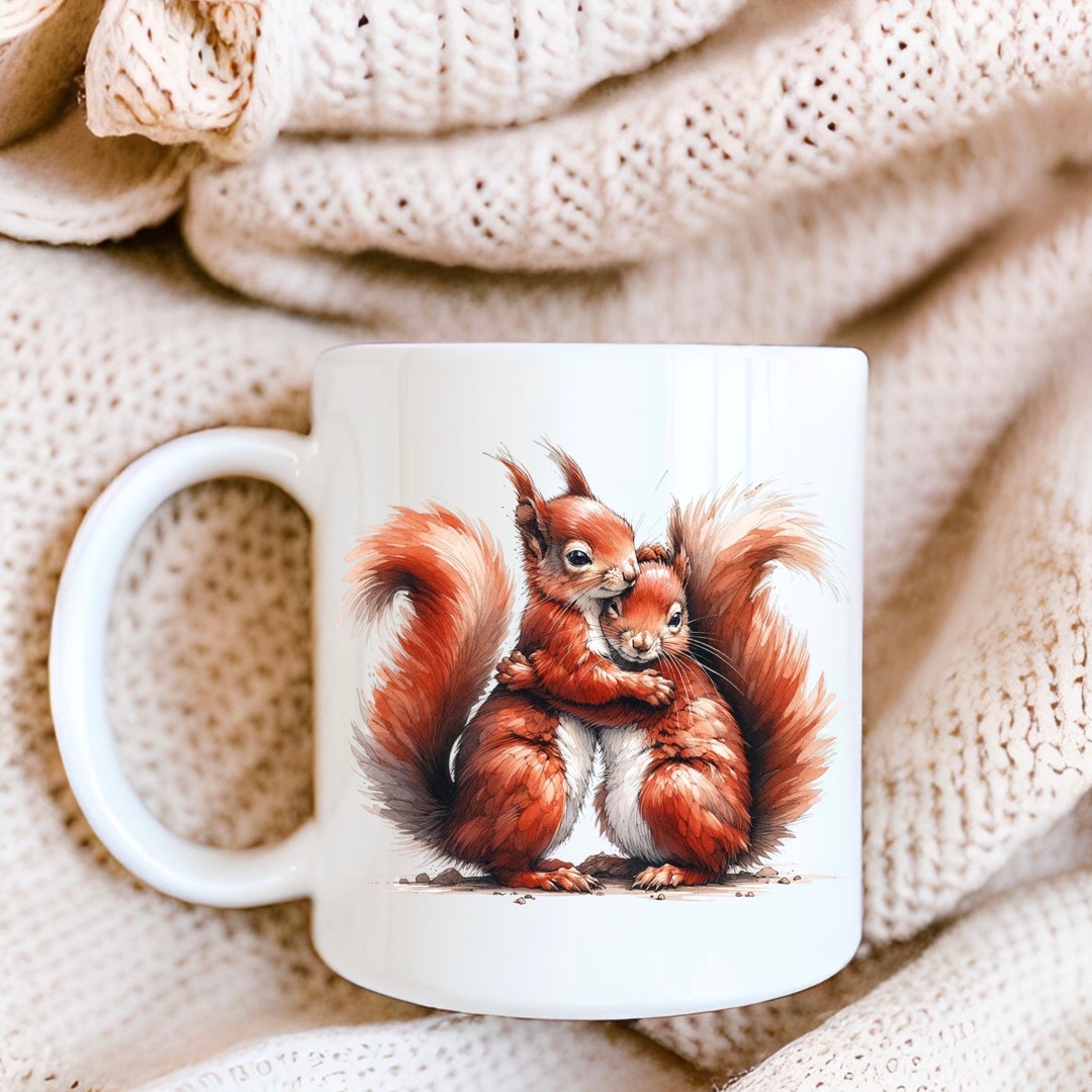 Personalised Red Squirrel Mug, Bred Squirrel Mug, Red Sauirrel Gift ...
