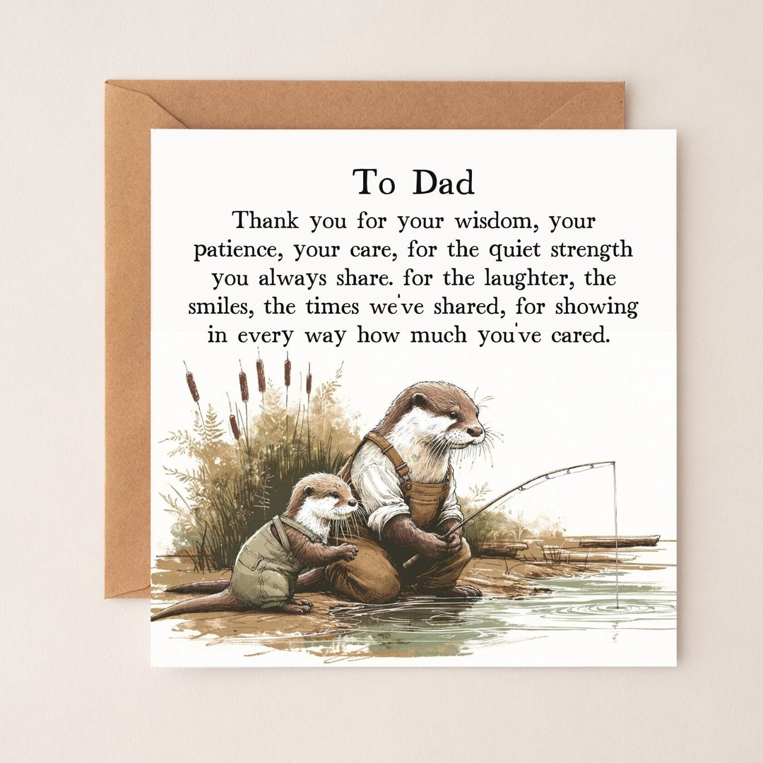 Otter Birthday Card Dad Grandad Stepdad Unique Poem Birthday Card ...