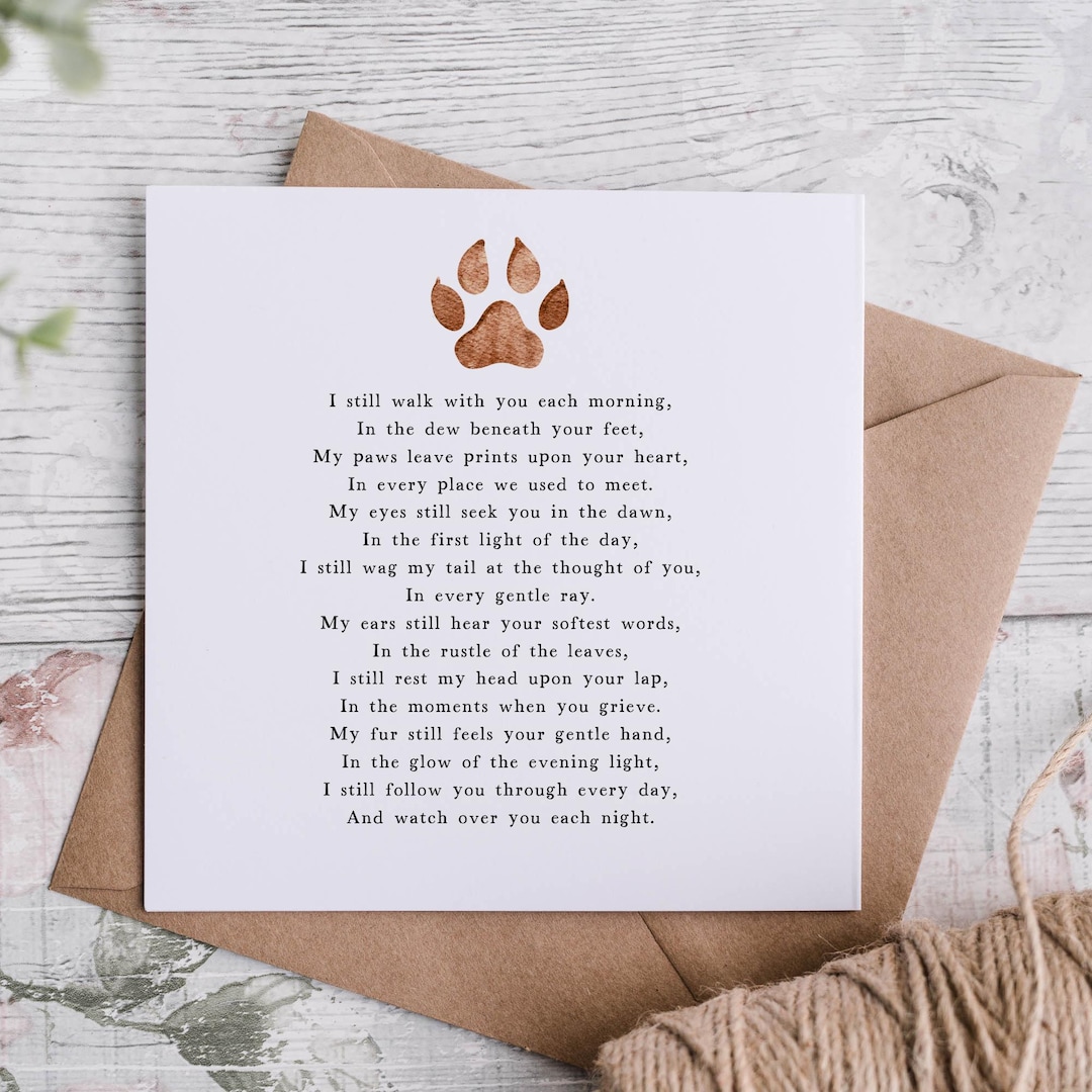 Pet Loss Card, Dog Sympathy Card, Beautiful Poem Card for Pet Loss, Dog ...